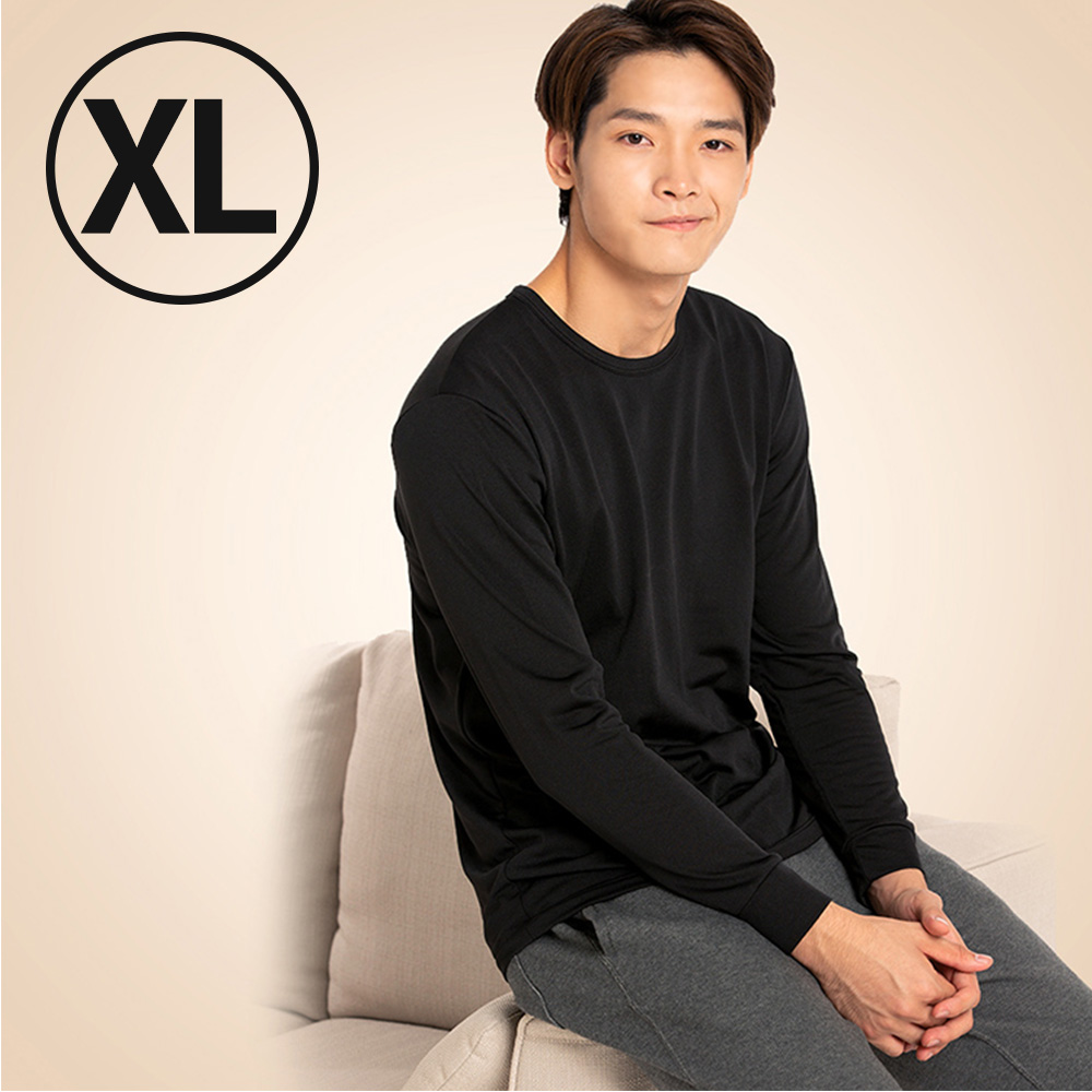 33101【HENIS】H-TECH內刷毛機能保暖衣-經典圓領(男款) [黑色XL]